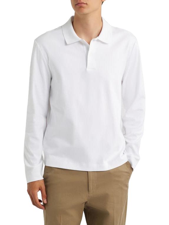 VINCE long sleeve peached cotton jersey polo